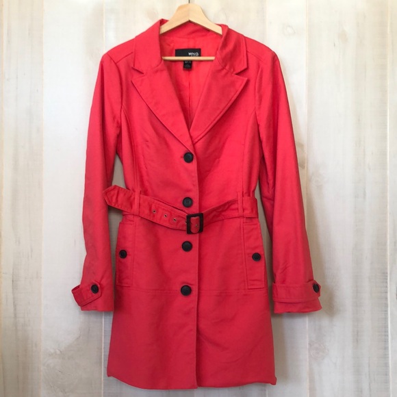 Mango | Jackets & Coats | Mng By Mango Coral Red Trench Rain Coat ...